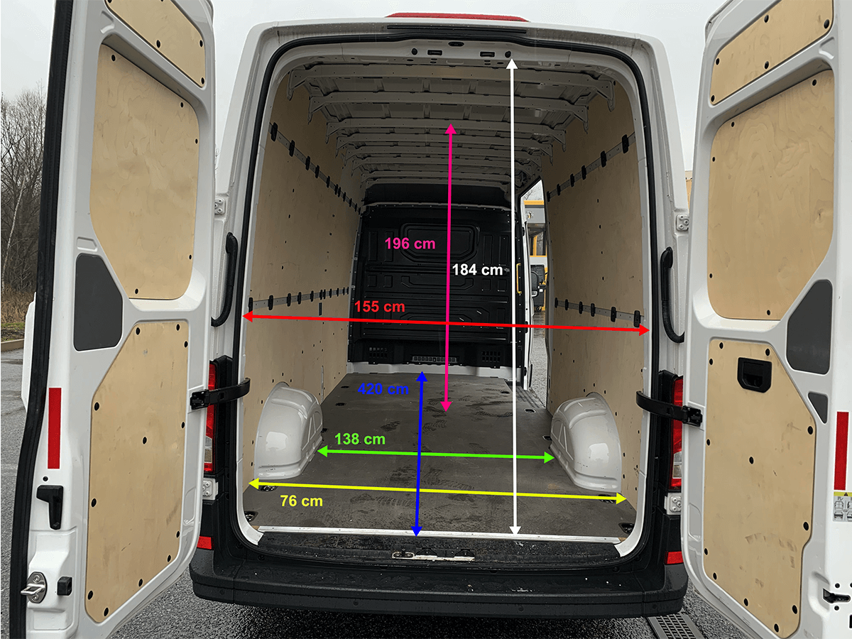 Rozměry nákladového prostoru - Volkswagen Crafter - Dream PRO